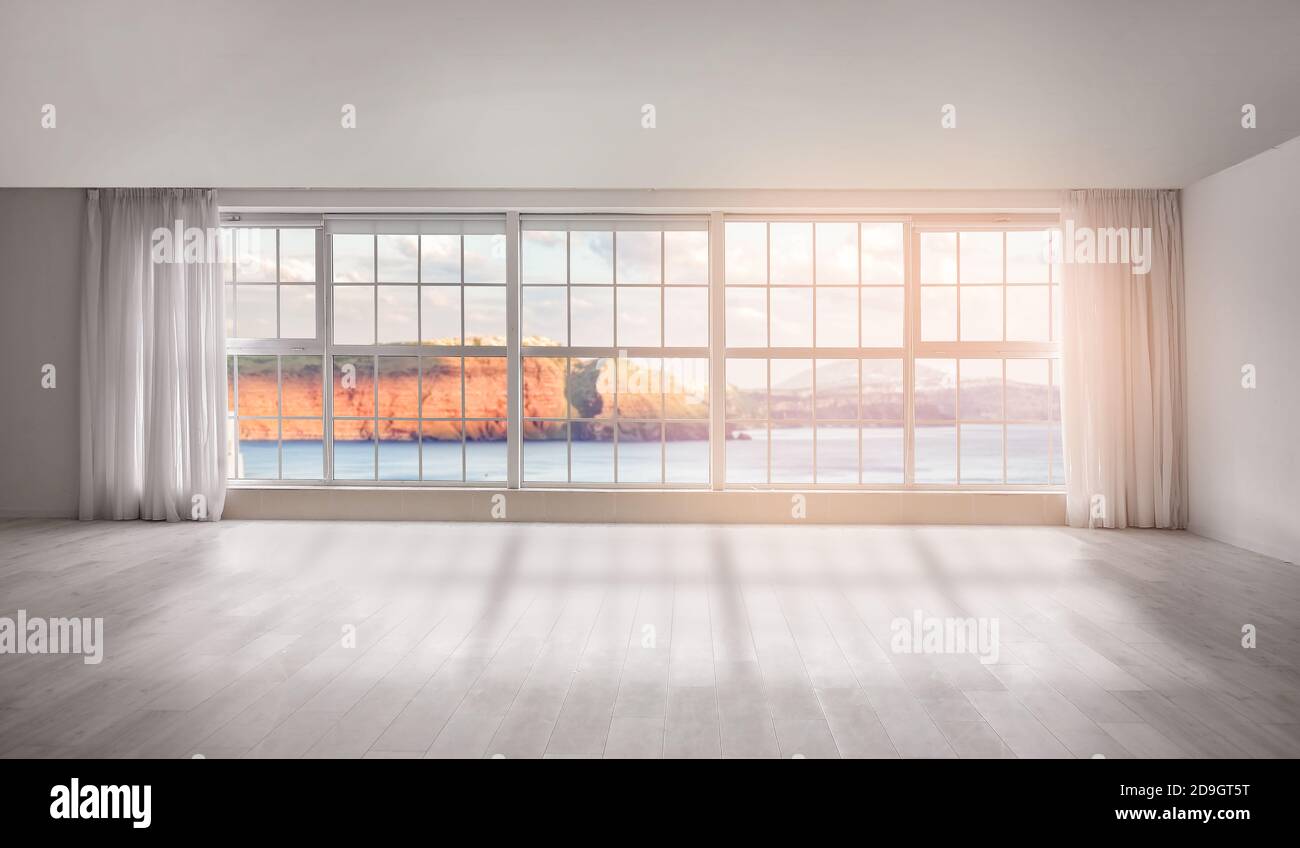 View of big empty room at sea resort Stock Photo - Alamy