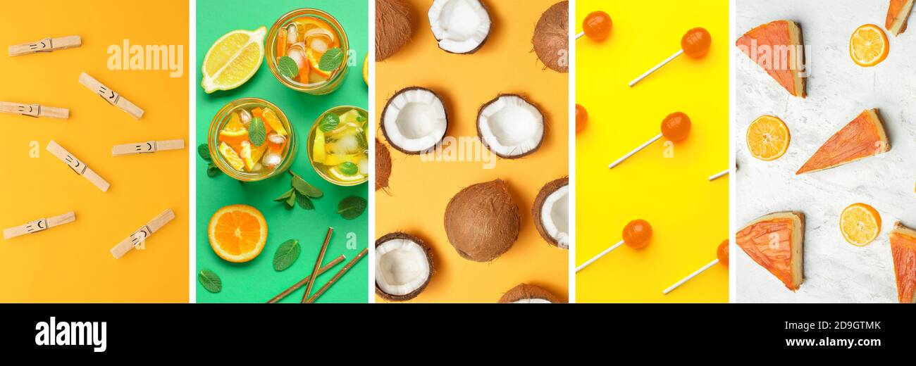 Collage of photos in orange colors Stock Photo - Alamy