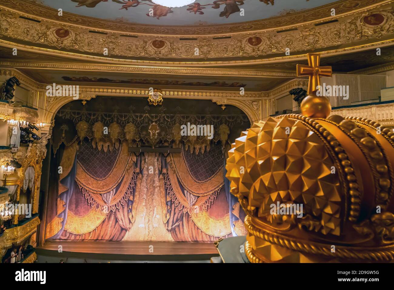 Saint-Petersburg, Russia, July 07, 2014: Royal Imperial Crown in the Mariinsky Theatre ...