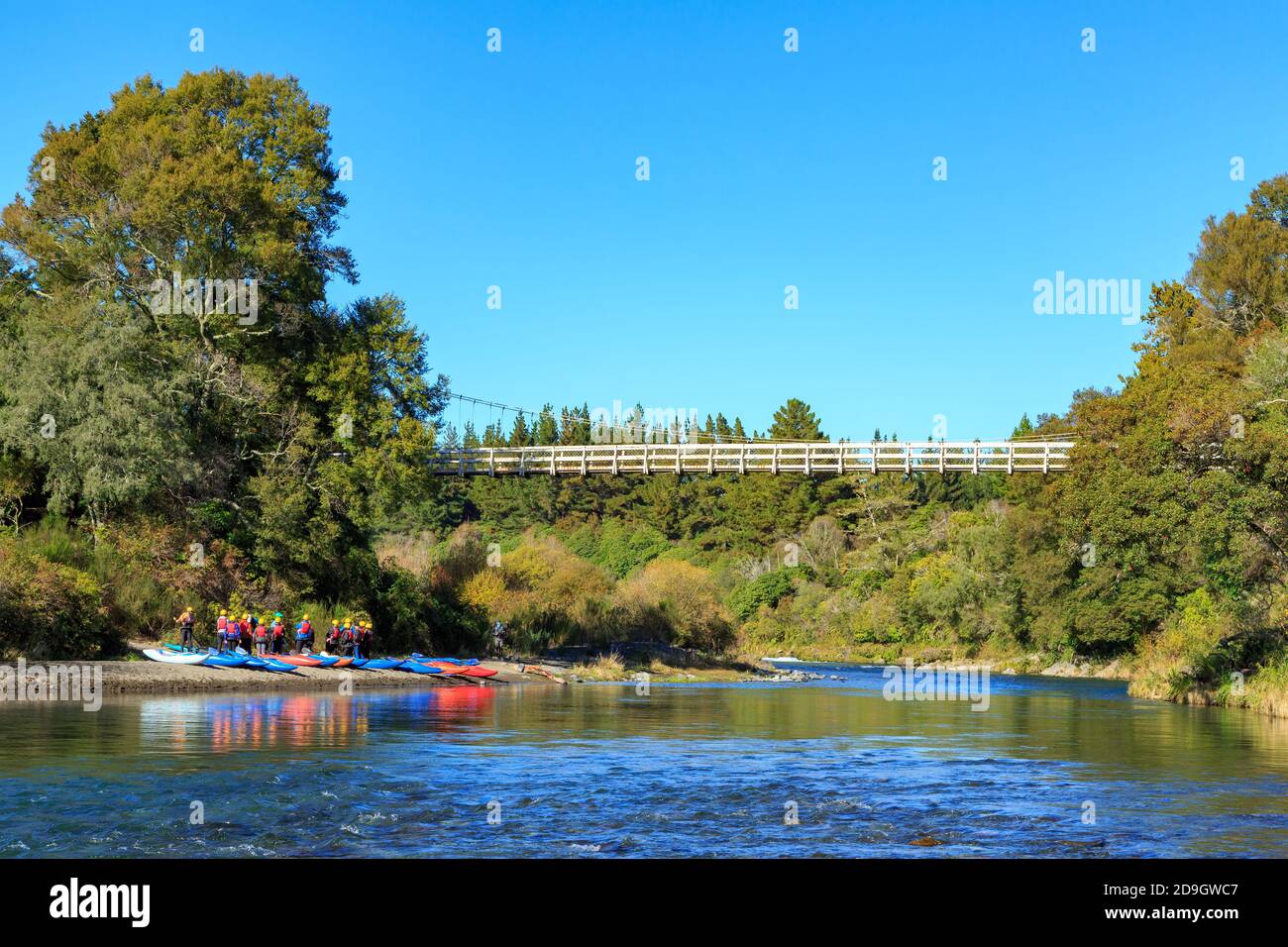 The Tongariro River in the central North Island, New Zealand. A group ...
