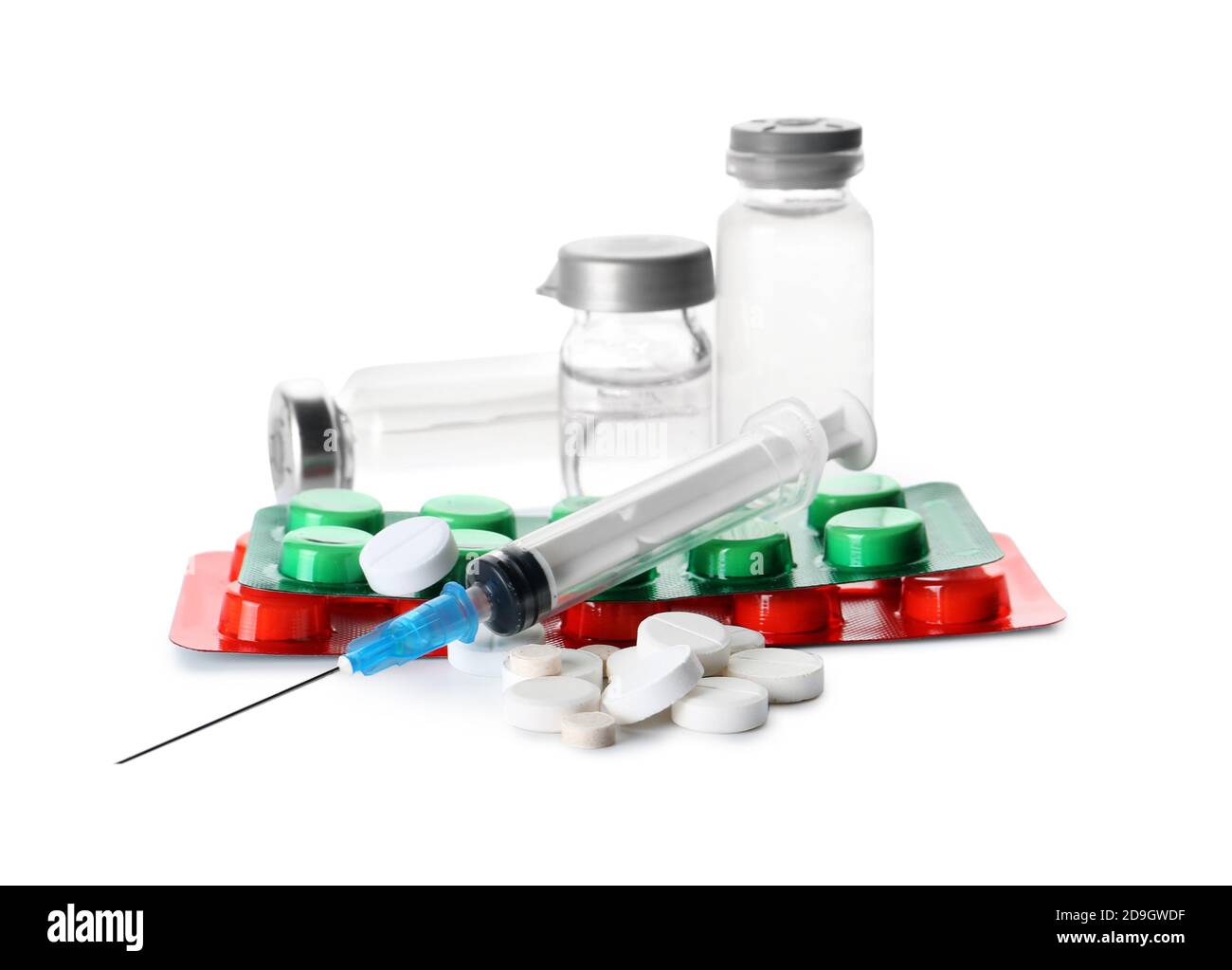 Syringe with drugs on white background Stock Photo - Alamy