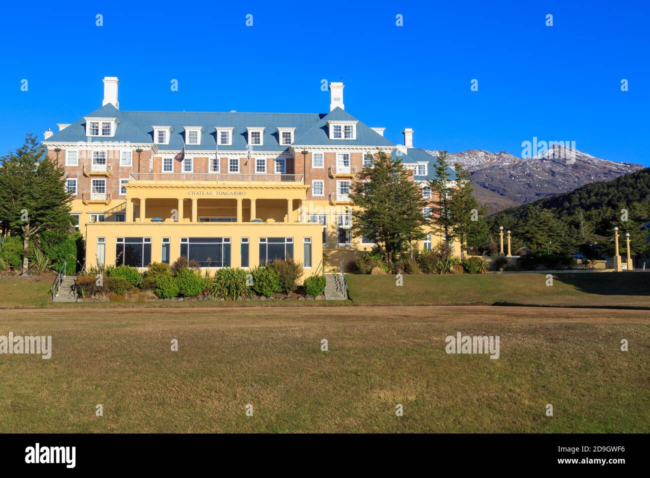 The historic Chateau Tongariro Hotel at the base of Mount Ruapehu, New ...