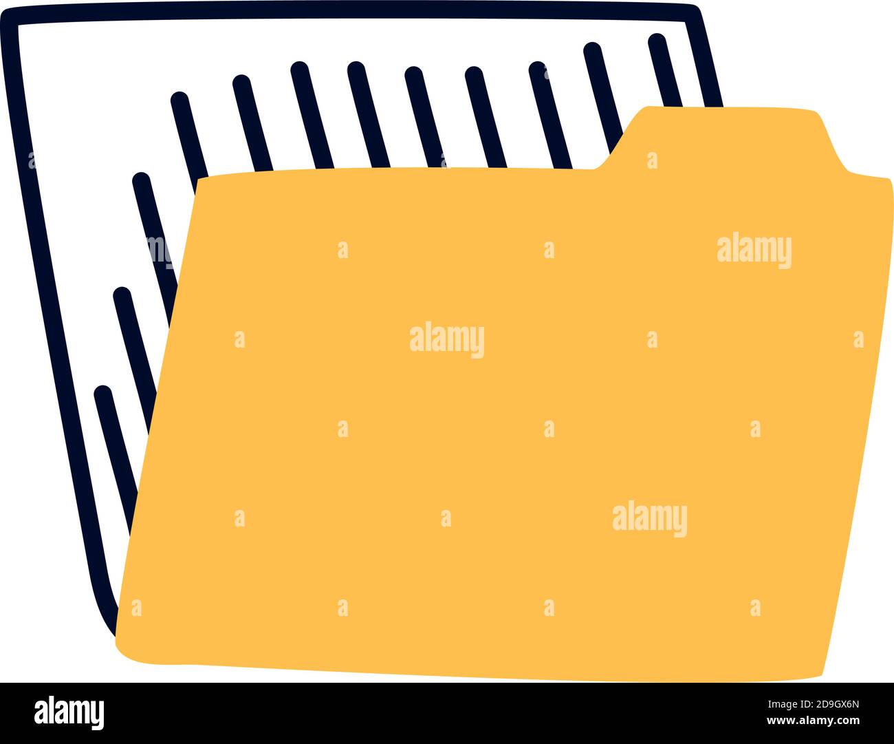 file folder icon over white background, half line half color style ...