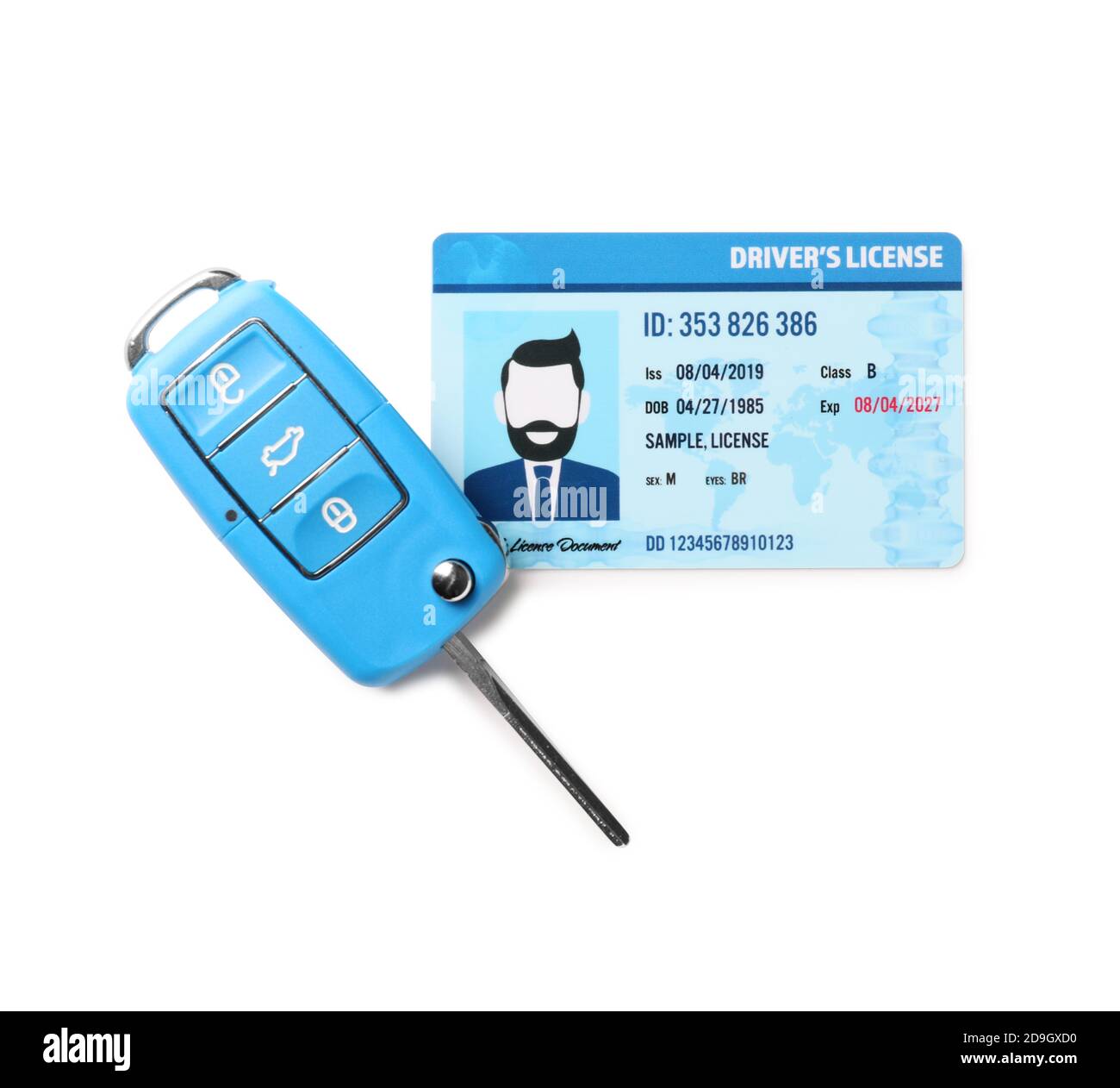 Driving license with car key on white background Stock Photo - Alamy