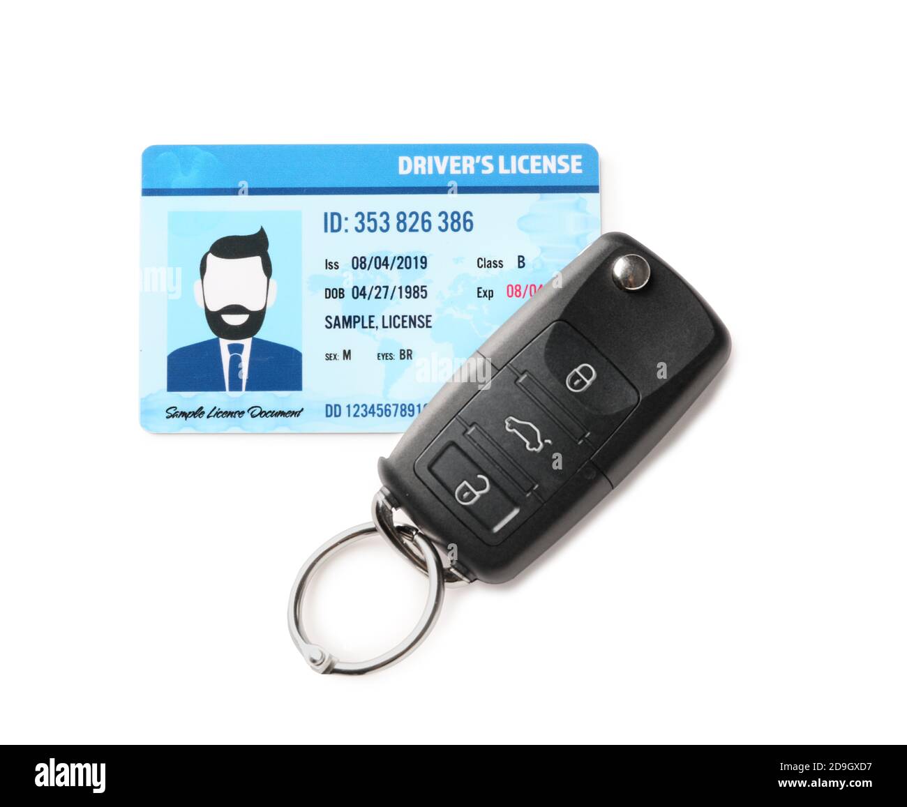 Driving license with car key on white background Stock Photo - Alamy