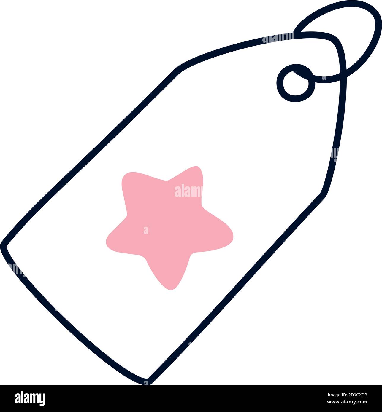 christmas tag with star icon over white background, half line half ...