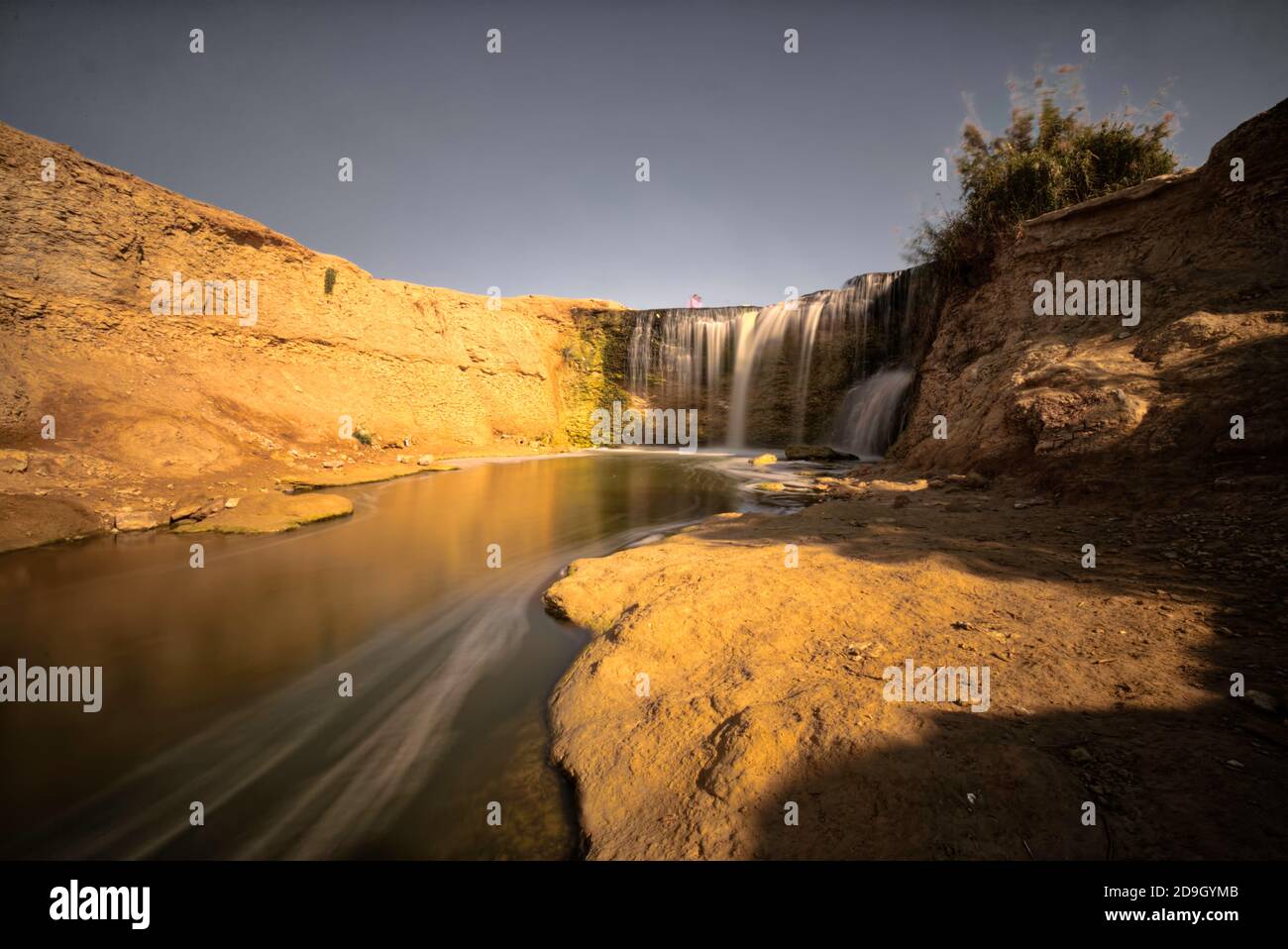 Waterfalls between upper and lower lakes in the Wadi el-Raiyan (Wadi el ...