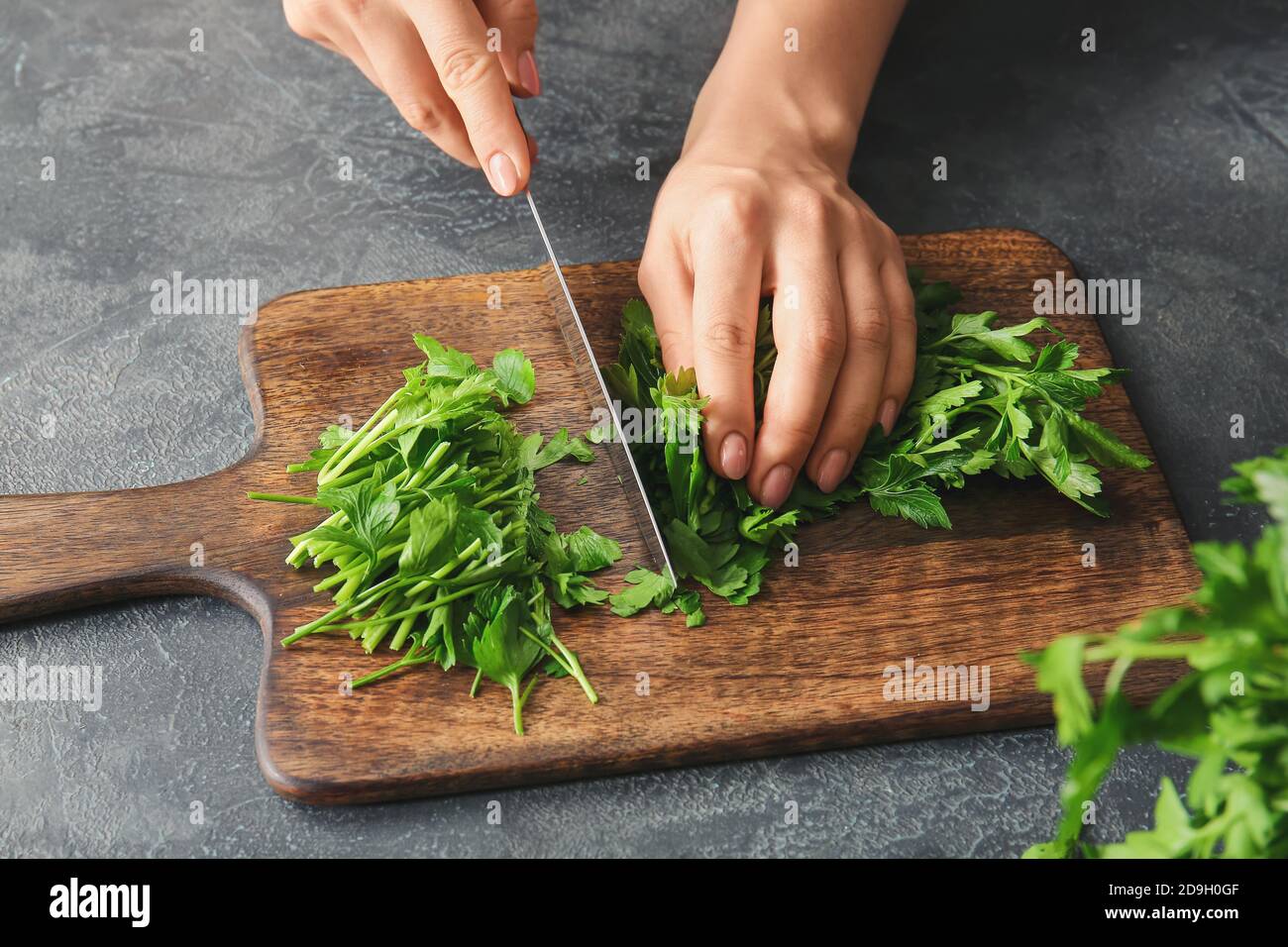 Person cutting parsley leaves hi-res stock photography and images - Alamy