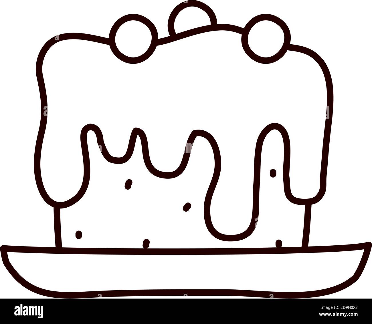 sweet cake icon over white background, line style, vector illustration ...