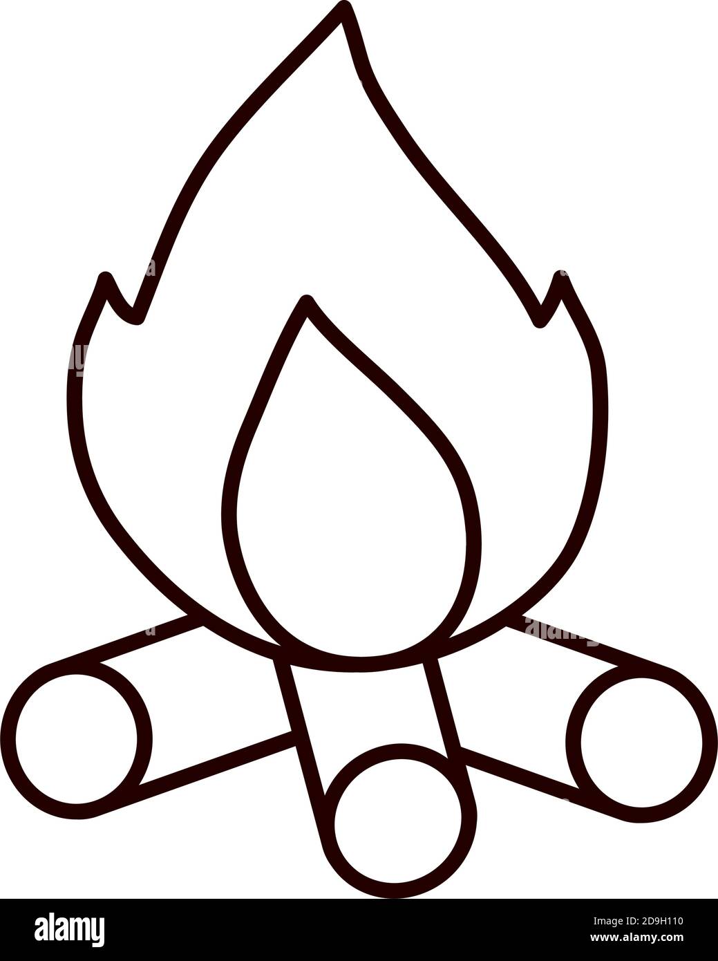 bonfire icon over white background, line style, vector illustration ...