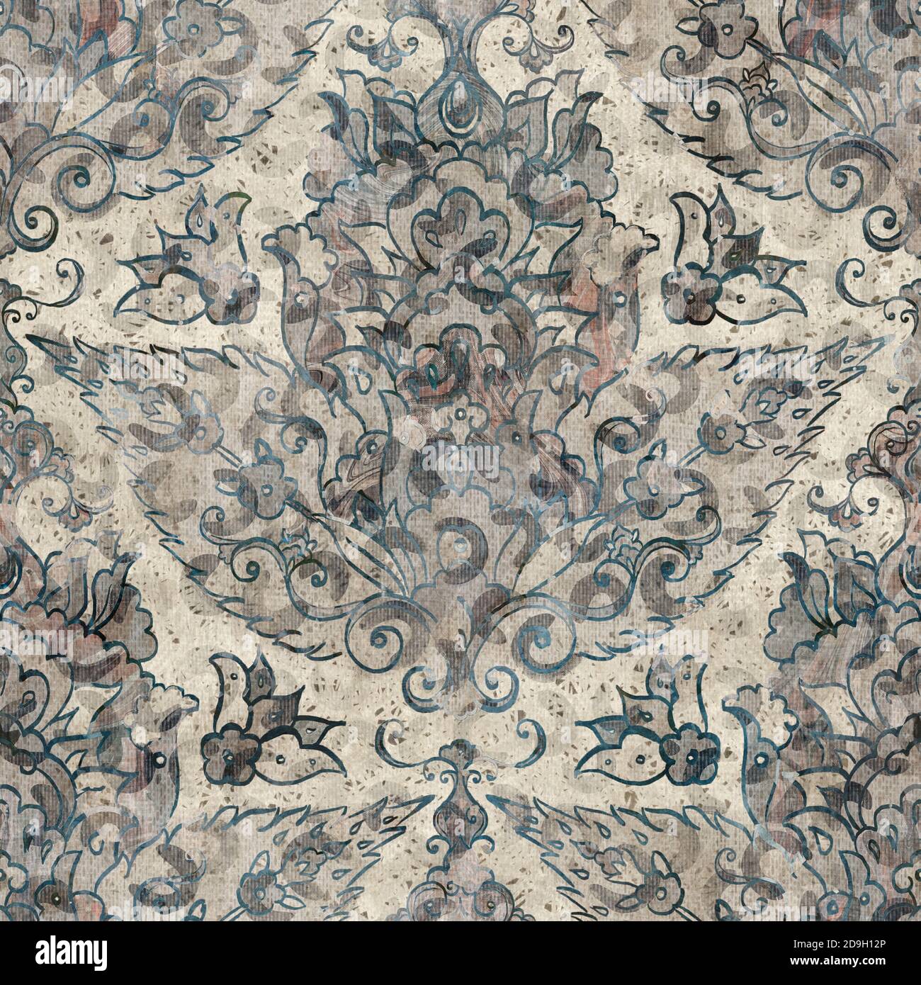 Chic formal grungy damask texture seamless pattern Stock Photo - Alamy