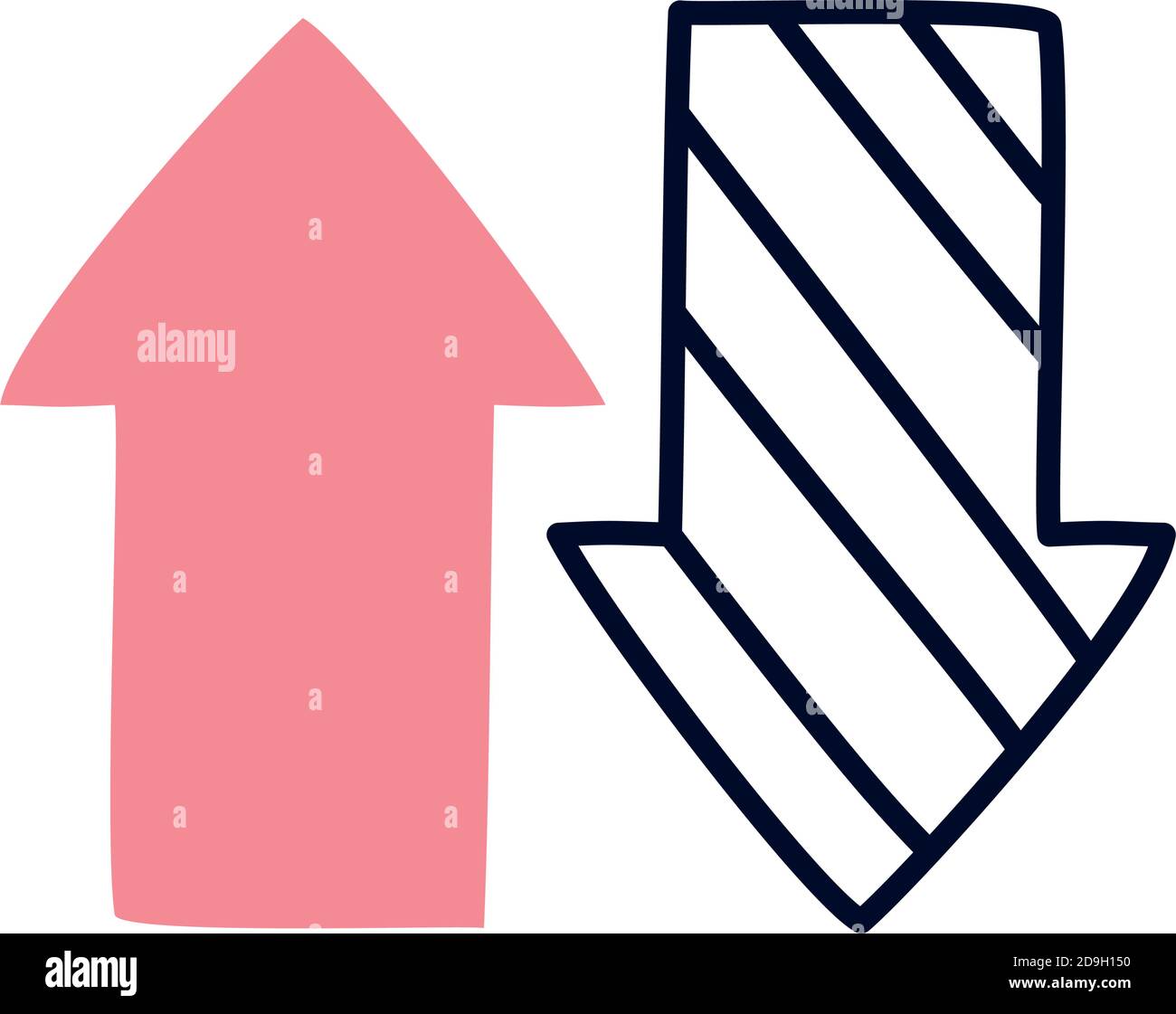 up down arrows icon over white background, half line half color style ...
