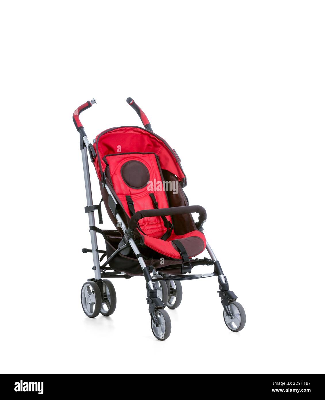 Modern baby stroller on white background Stock Photo - Alamy