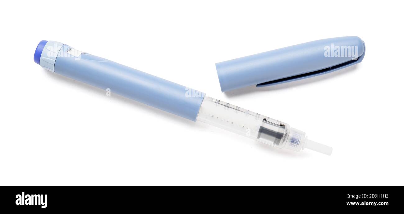 Syringe for insulin injection on white background Stock Photo - Alamy