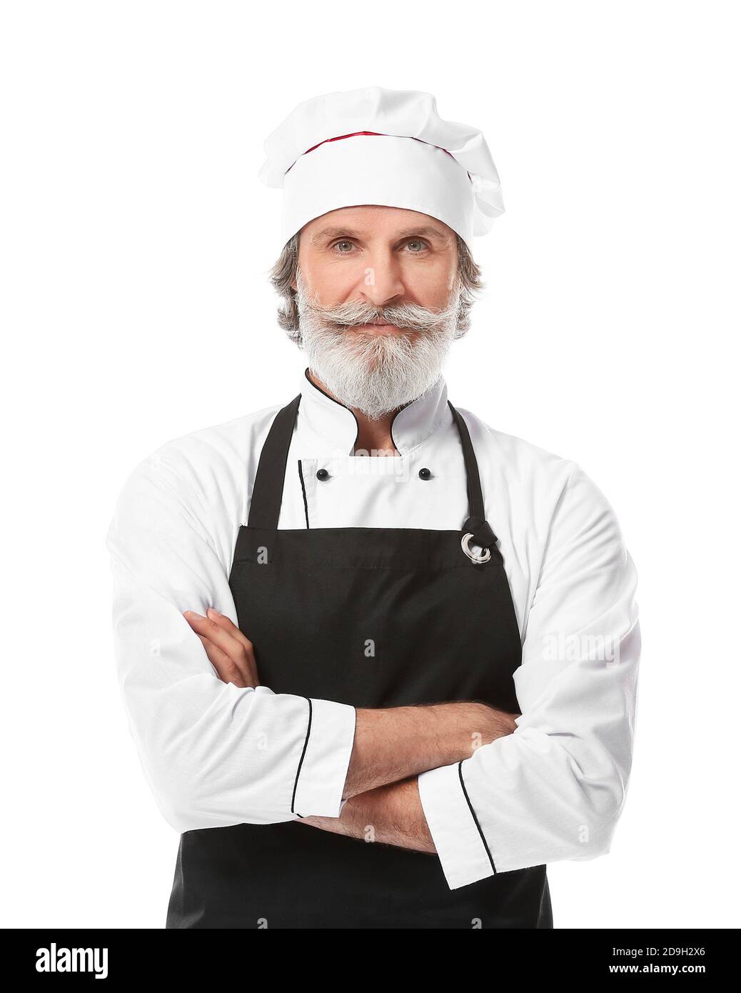 Mature male chef on white background Stock Photo - Alamy