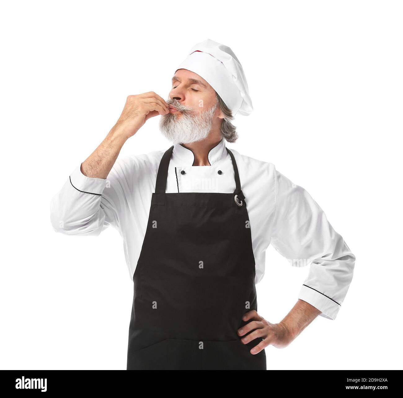 Mature male chef on white background Stock Photo - Alamy