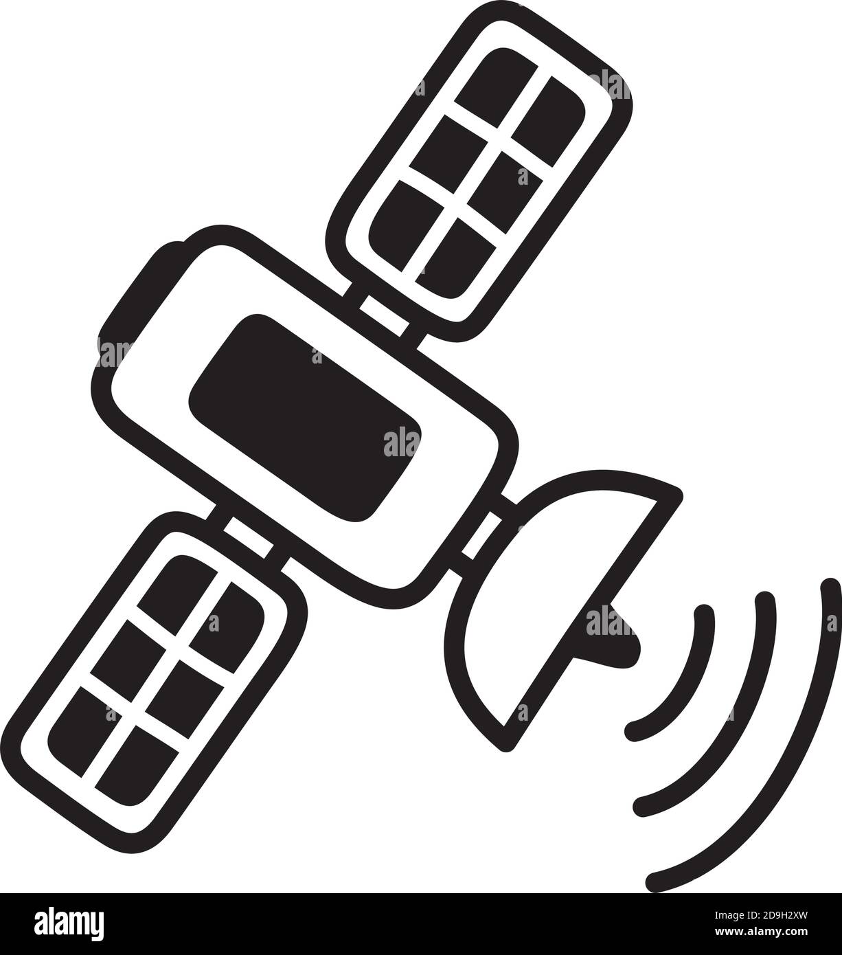 communication satellite icon over white background, silhouette style ...