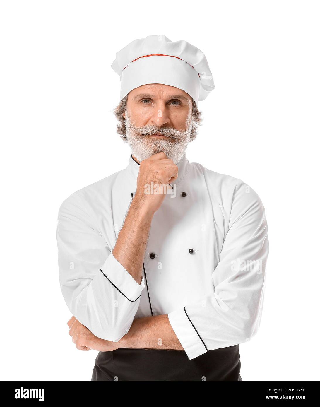 Mature male chef on white background Stock Photo - Alamy