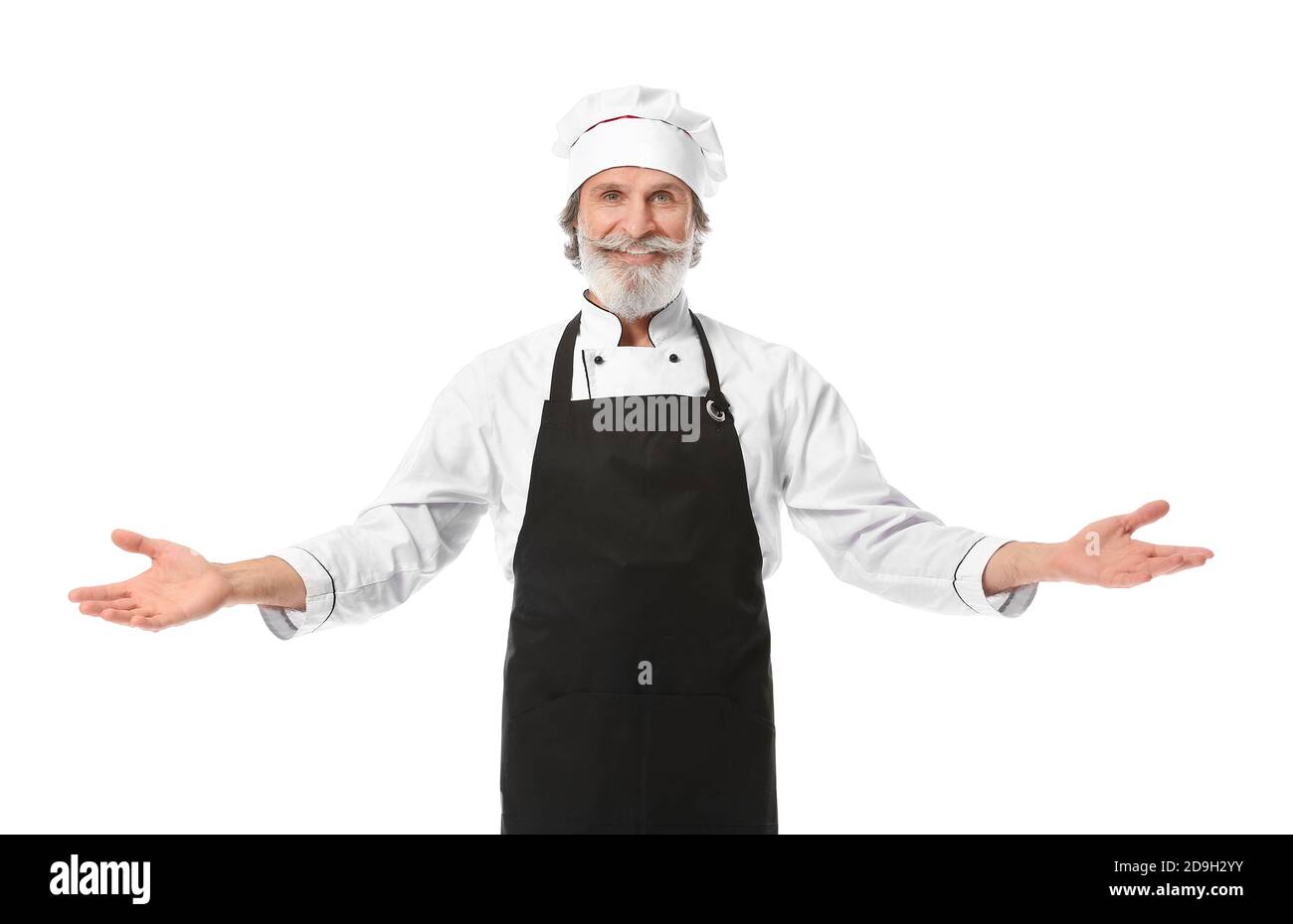 Mature male chef on white background Stock Photo - Alamy