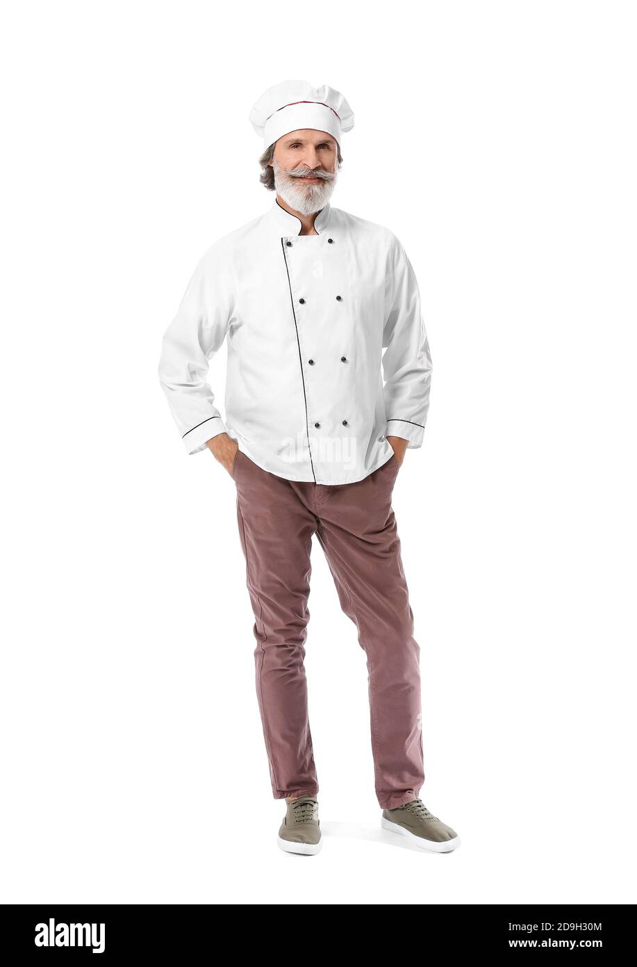 Mature male chef on white background Stock Photo - Alamy