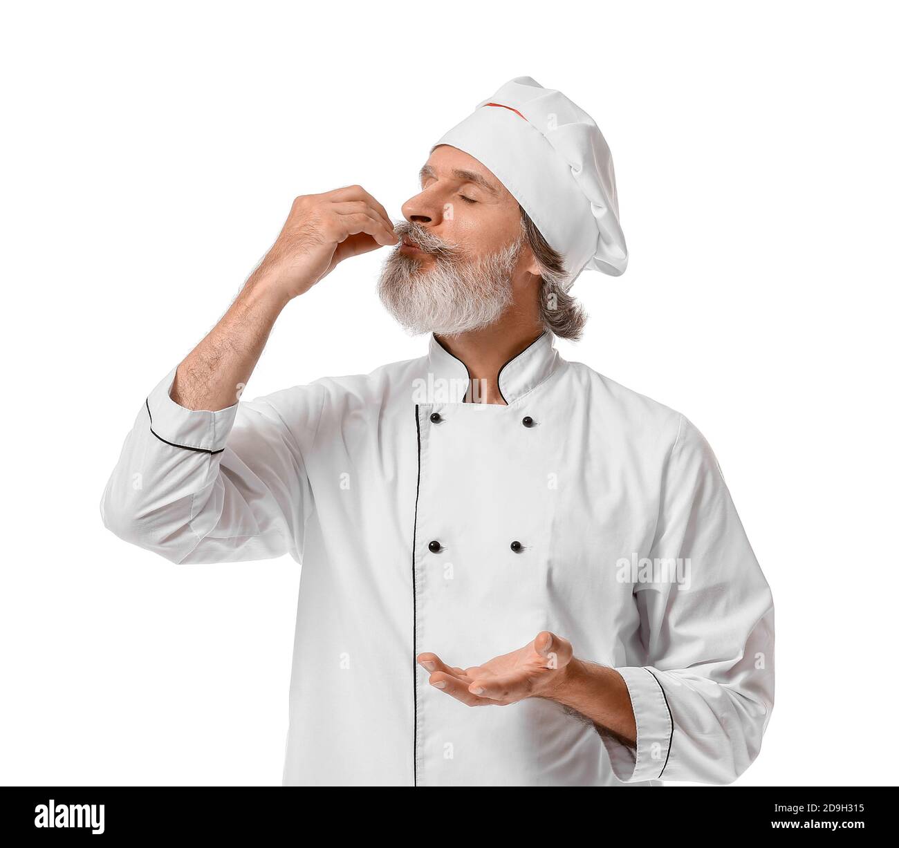 Mature male chef on white background Stock Photo - Alamy