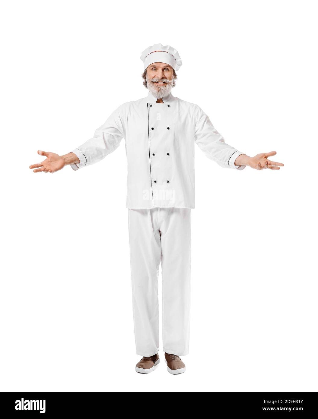 Mature male chef on white background Stock Photo - Alamy