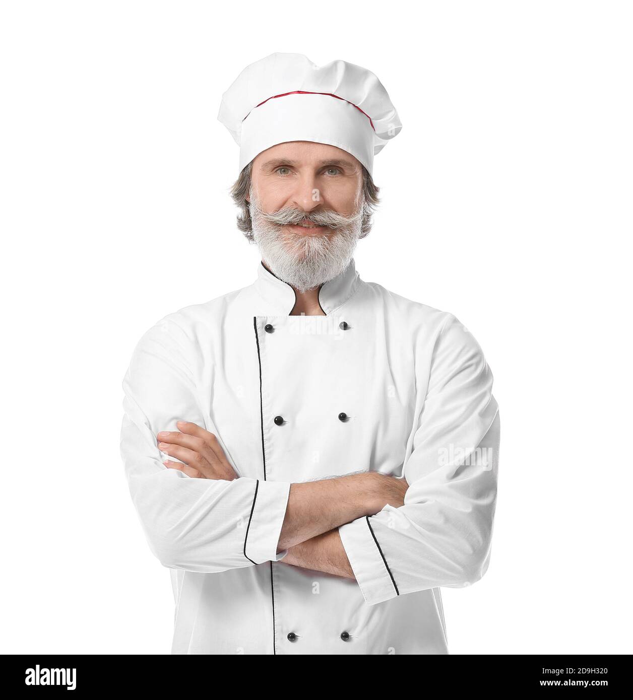 Mature male chef on white background Stock Photo - Alamy