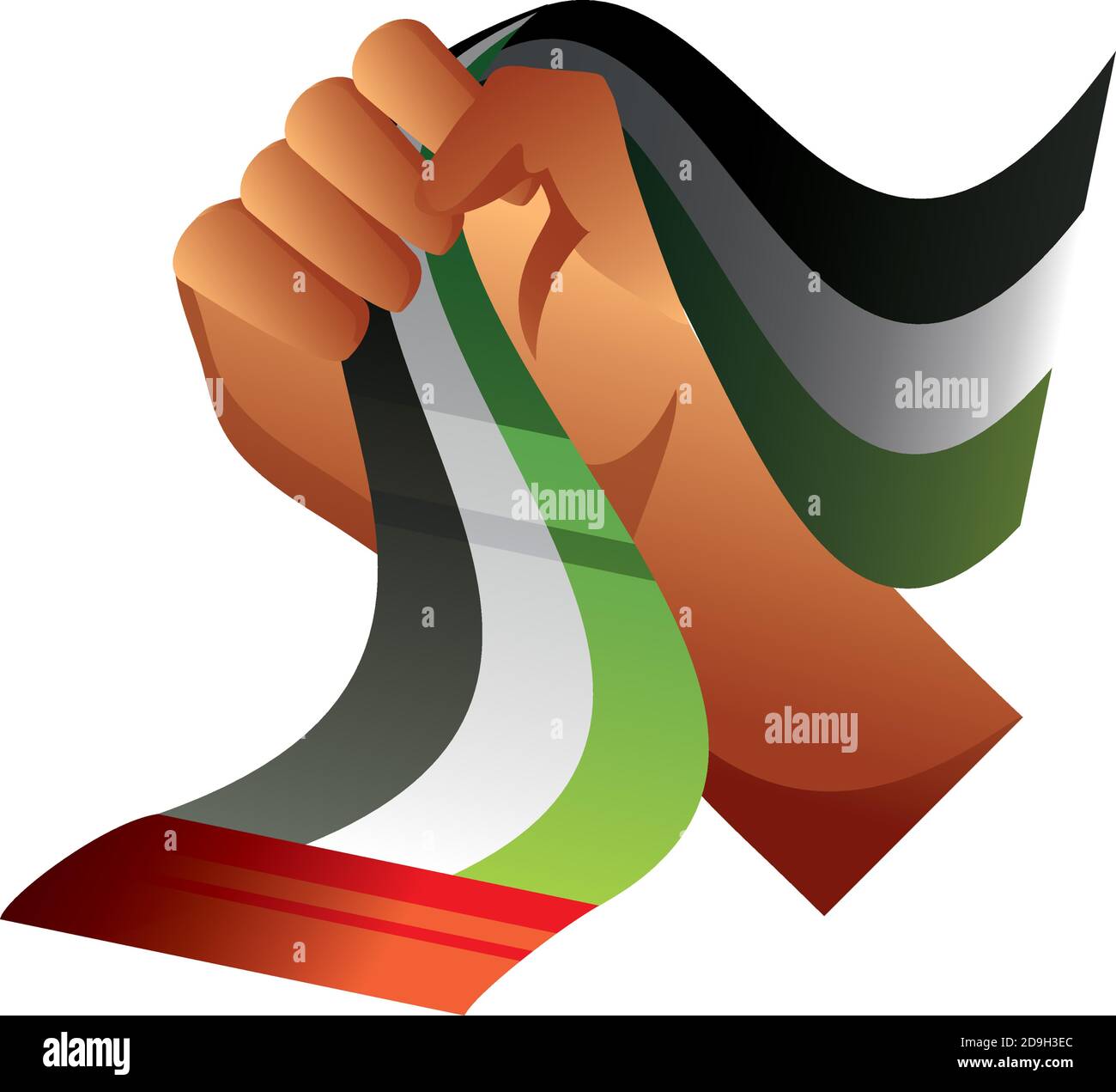 UAE National day, raised hand with waving flag vector illustration ...