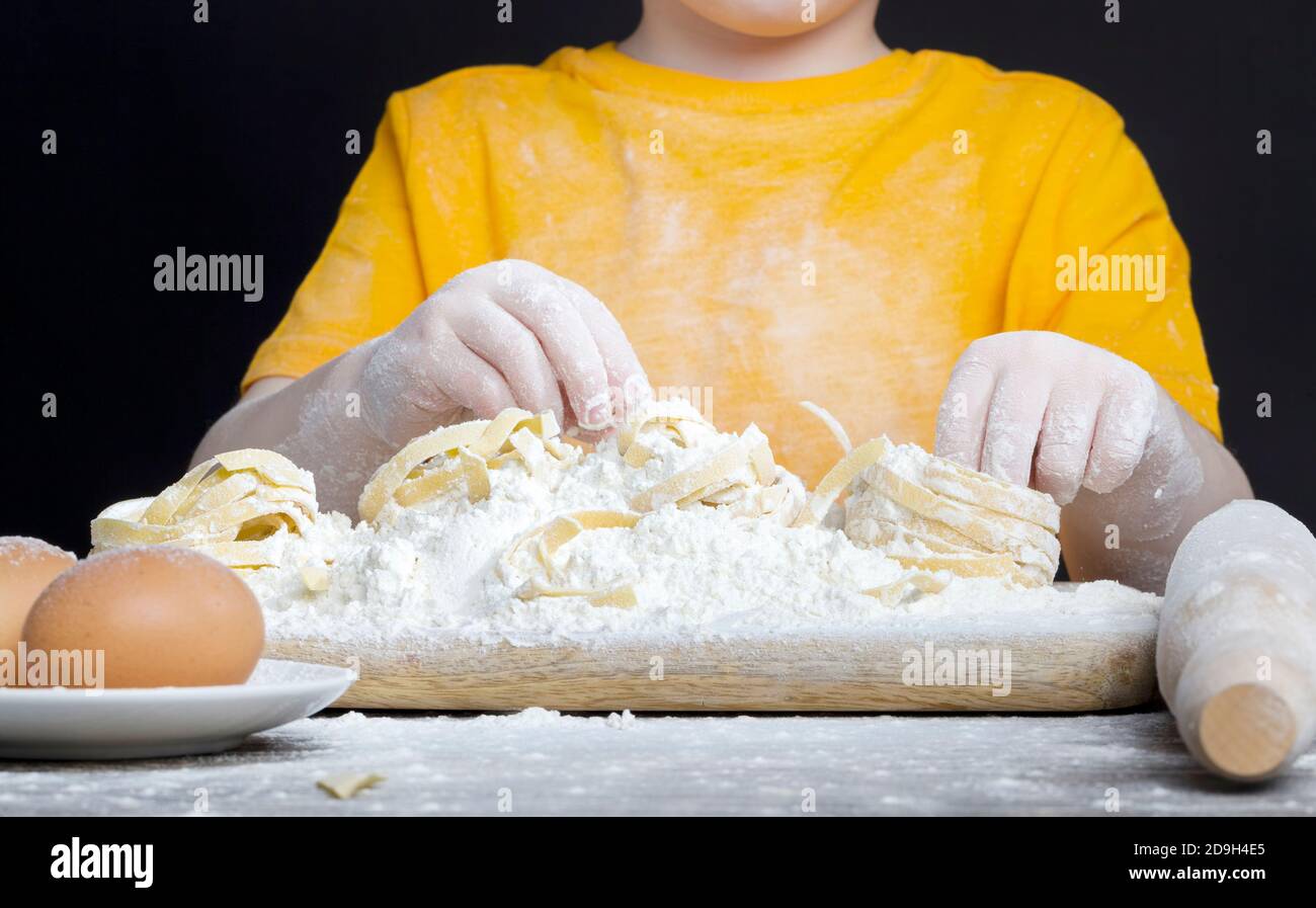 work in the kitchen with wheat flour Stock Photo - Alamy
