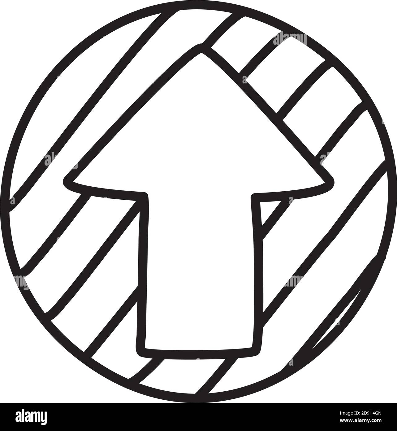 up arrow button icon over white background, line style, vector ...