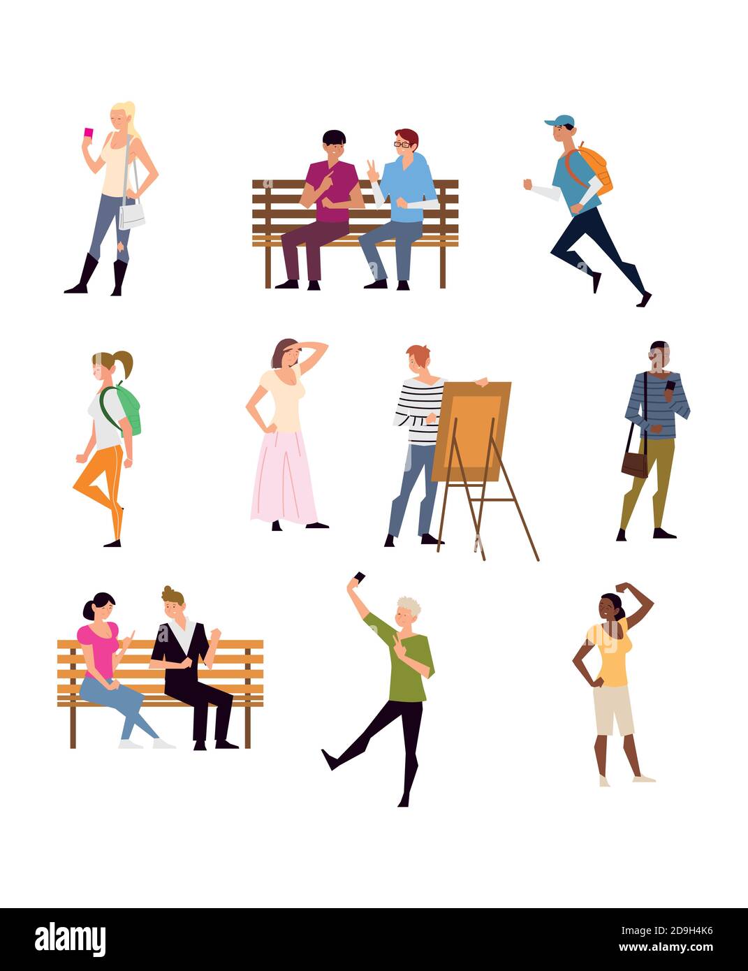 people outdoor activity, include walk, running, painting and more ...