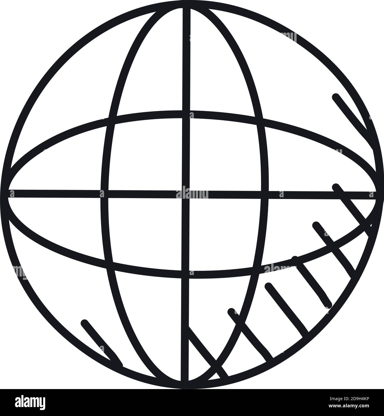 global sphere icon over white background, line style, vector ...