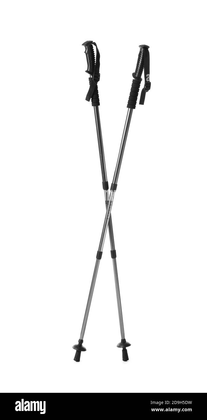 Walking poles on white background Stock Photo - Alamy