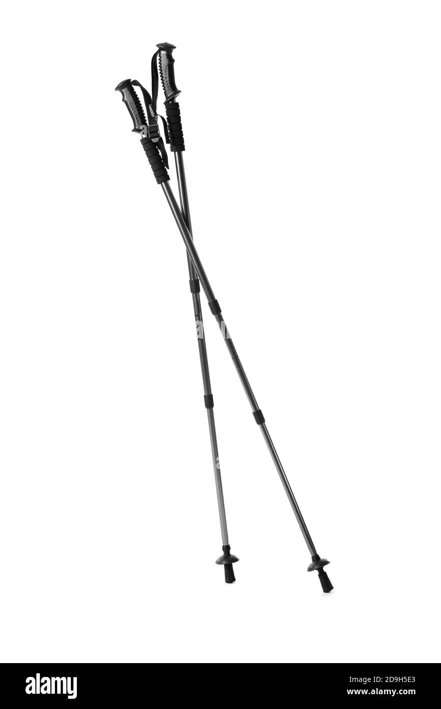 Walking poles on white background Stock Photo - Alamy