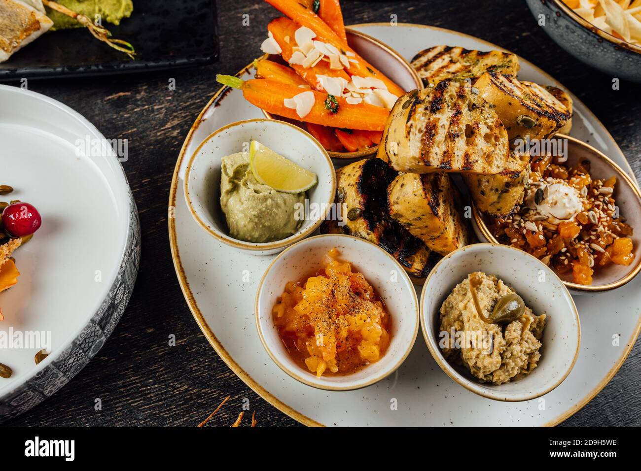Top view of fast food on a table Stock Photo - Alamy