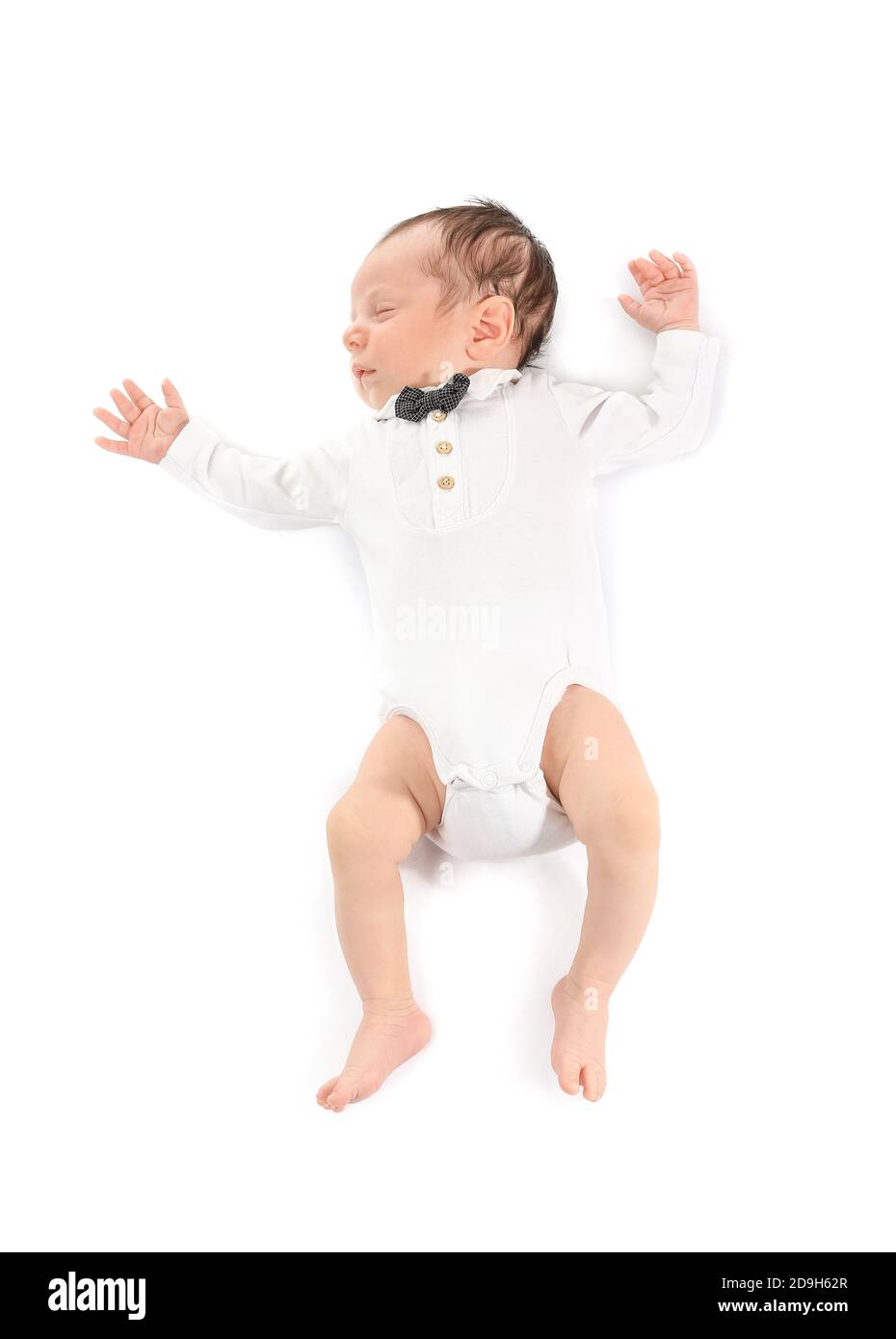 Cute little baby lying on white background Stock Photo - Alamy