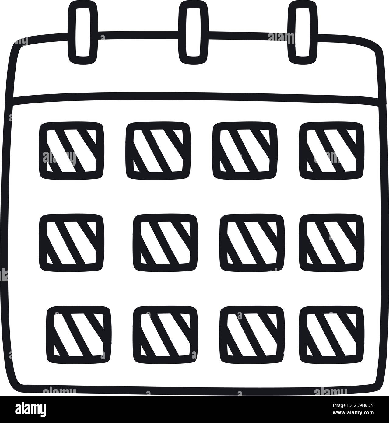 calendar planner icon over white background, line style, vector ...