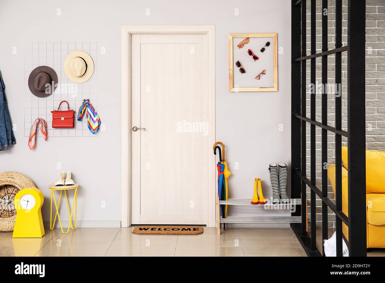 Stylish interior of modern hall in studio apartment Stock Photo - Alamy