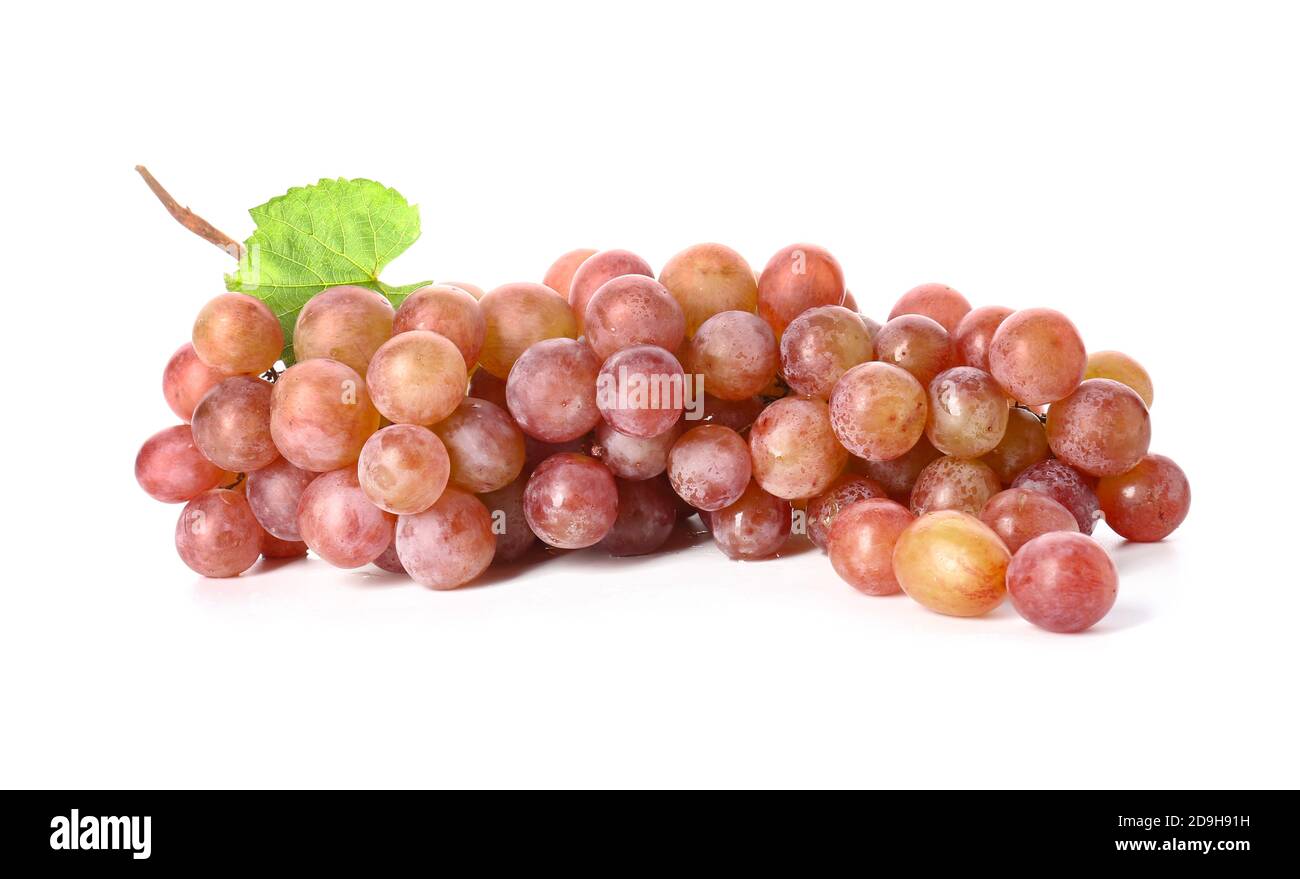 Sweet ripe grapes on white background Stock Photo - Alamy