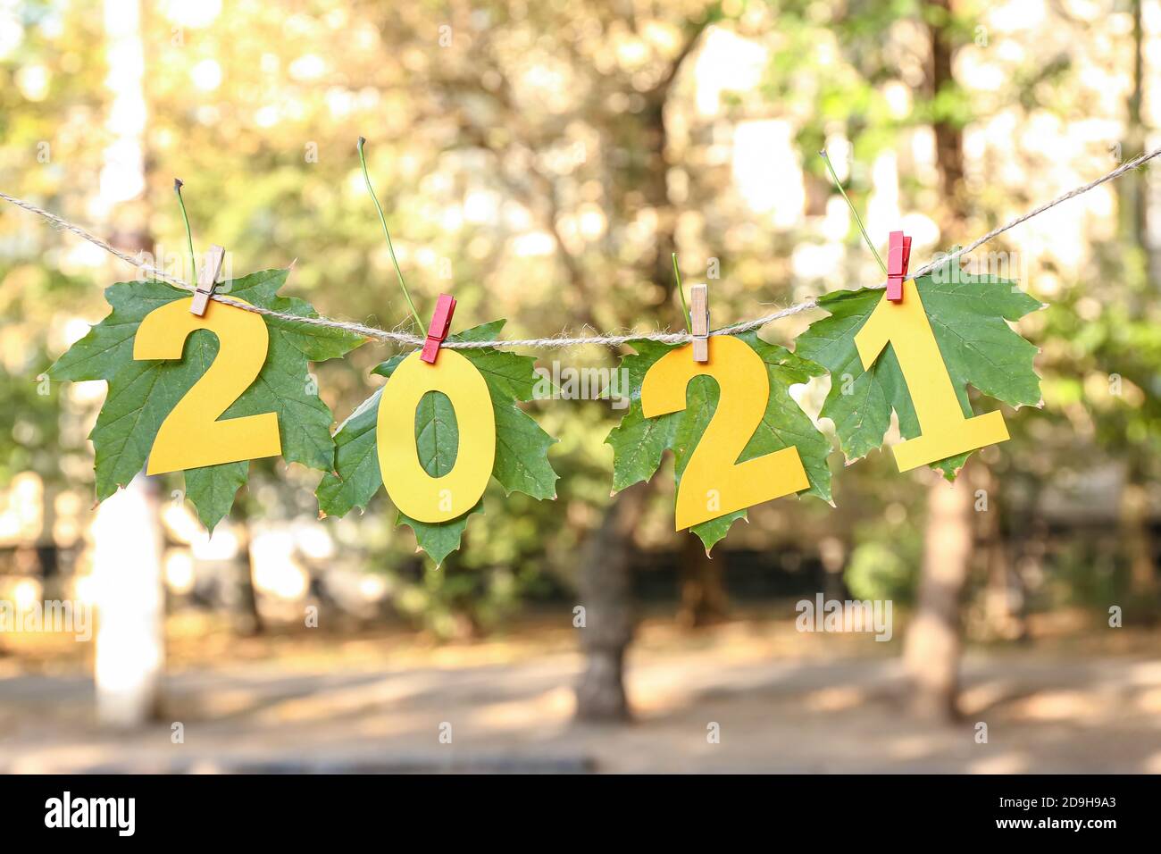 Garland with figure 2021 outdoors Stock Photo - Alamy