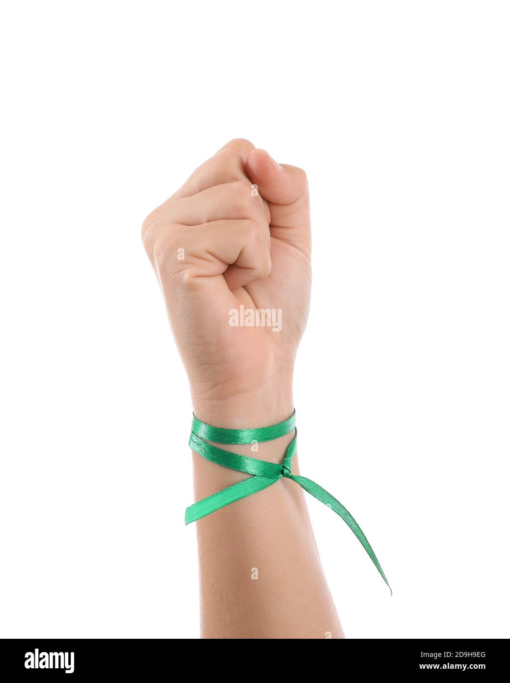 Hand of protesting woman on white background Stock Photo - Alamy