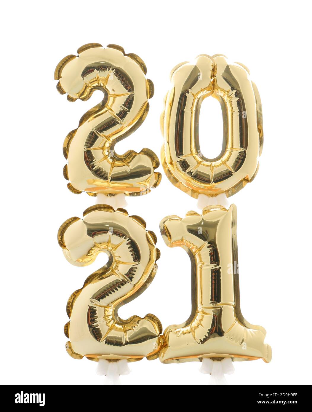 Balloons in shape of figure 2021 on white background. New Year ...