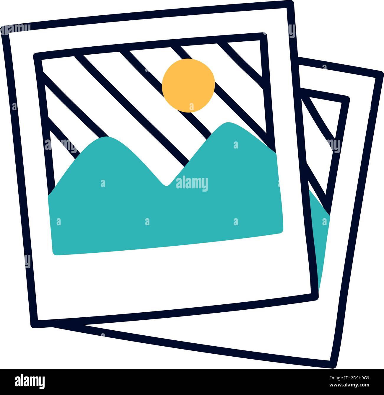 pictures icon over white background, half line half color style, vector ...