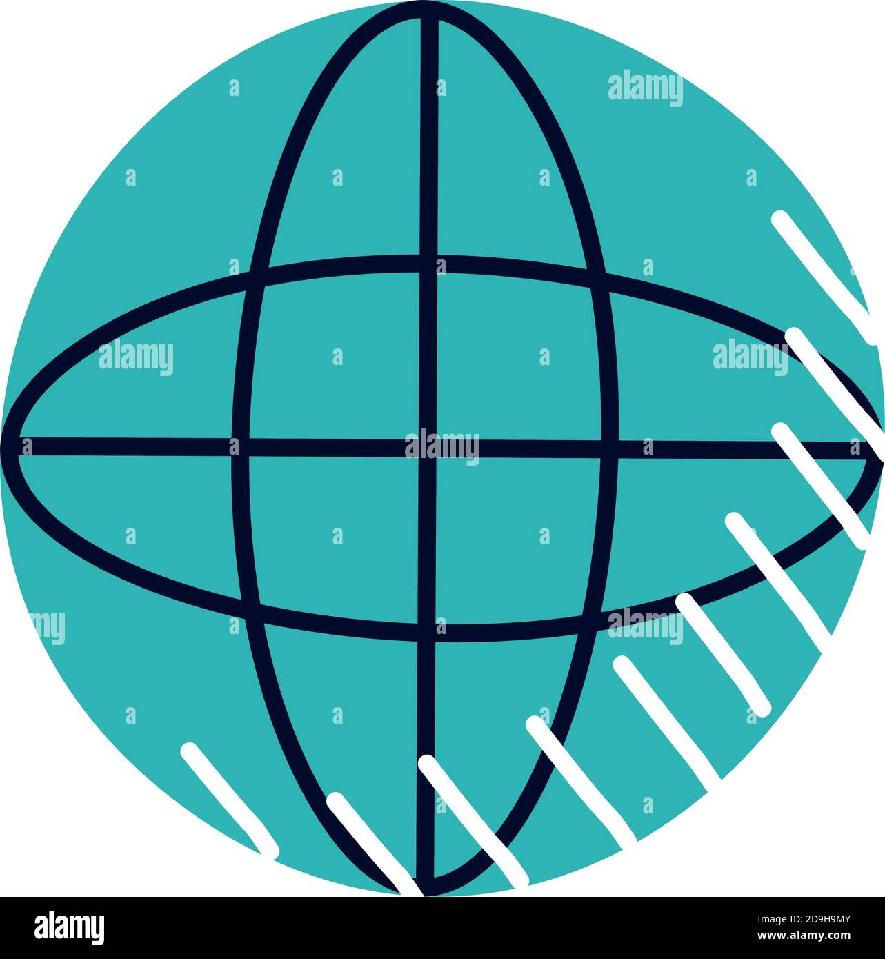 global sphere icon over white background, half line half color style ...