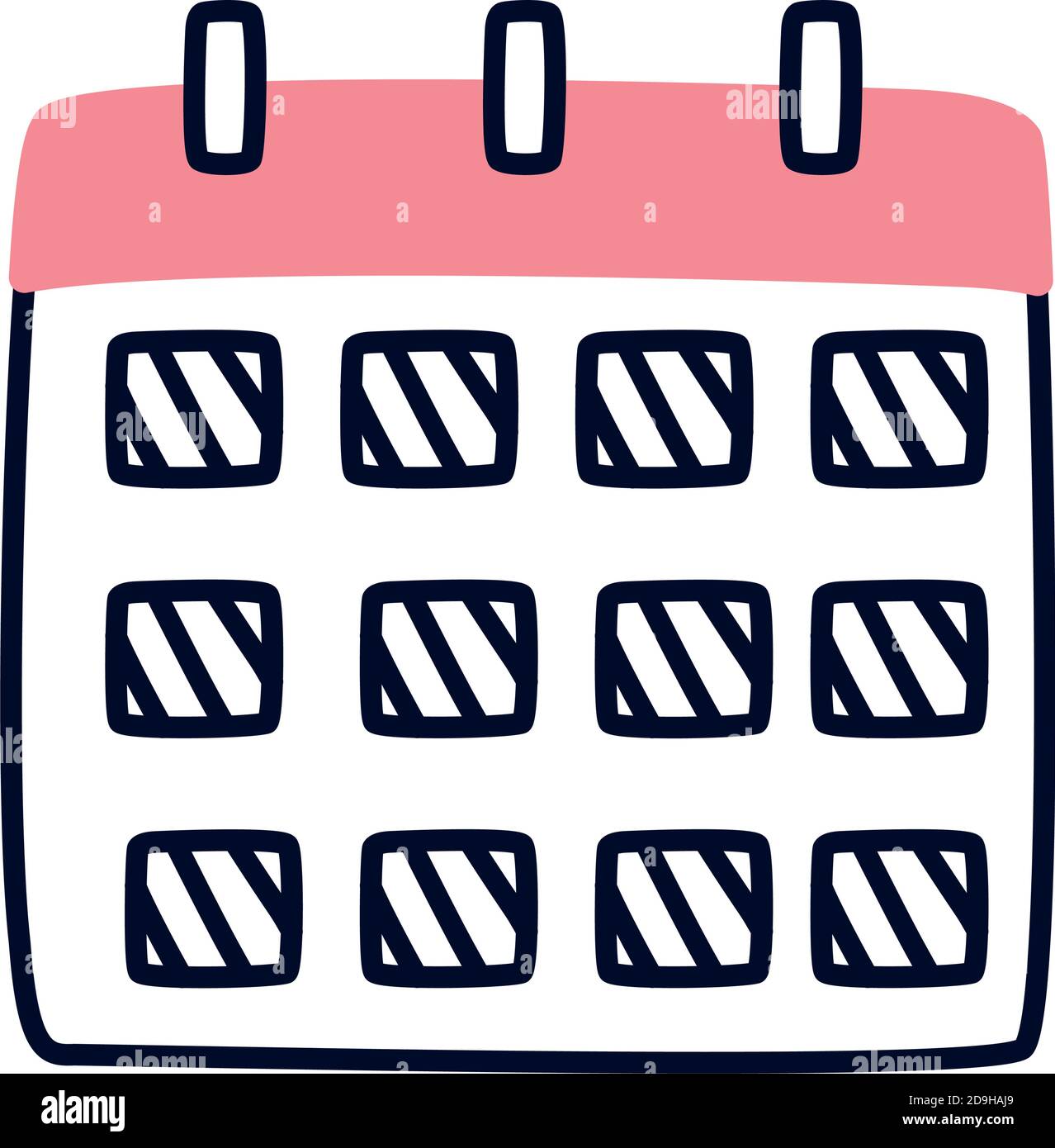 calendar planner icon over white background, half line half color style ...