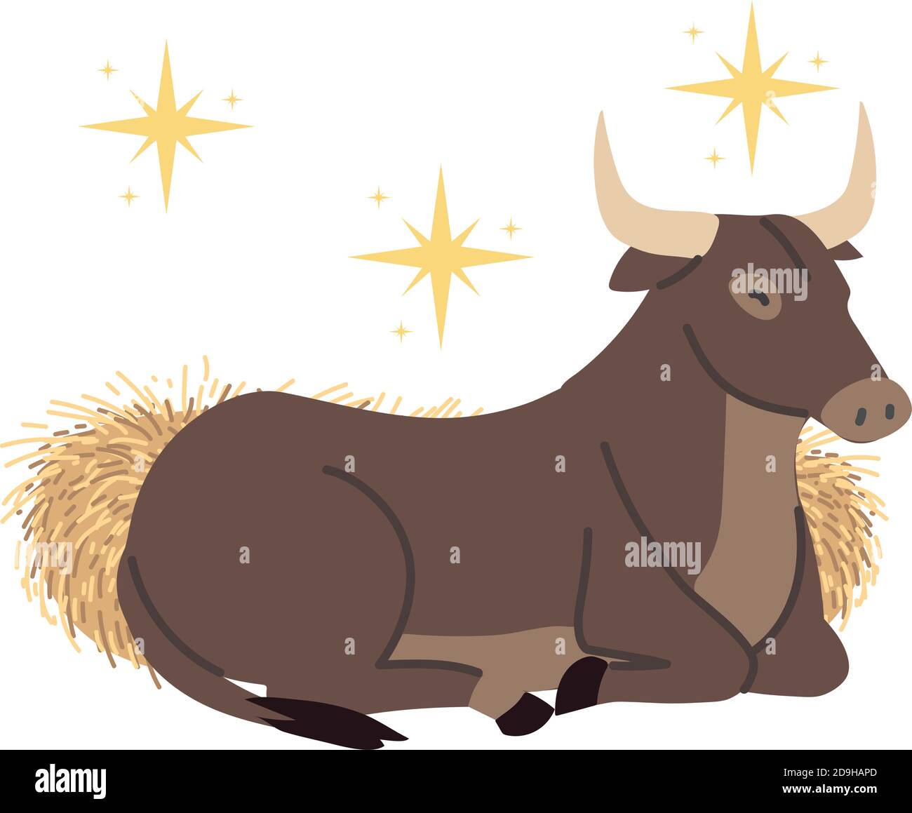 nativity, manger ox animal cartoon vector illustration Stock Vector ...