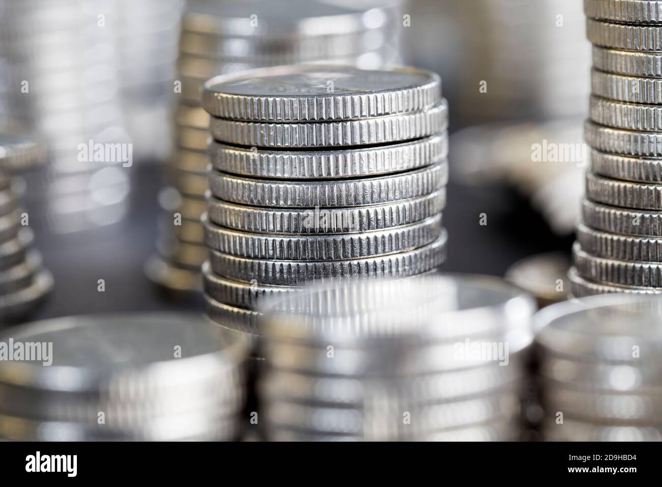 a large number of silver-colored metal coins Stock Photo - Alamy