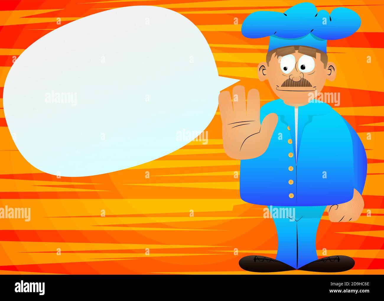 Fat male cartoon chef in uniform showing deny or refuse hand gesture ...