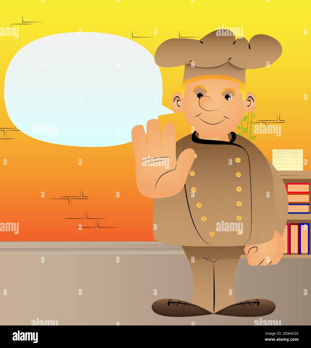 Fat male cartoon chef in uniform showing deny or refuse hand gesture ...