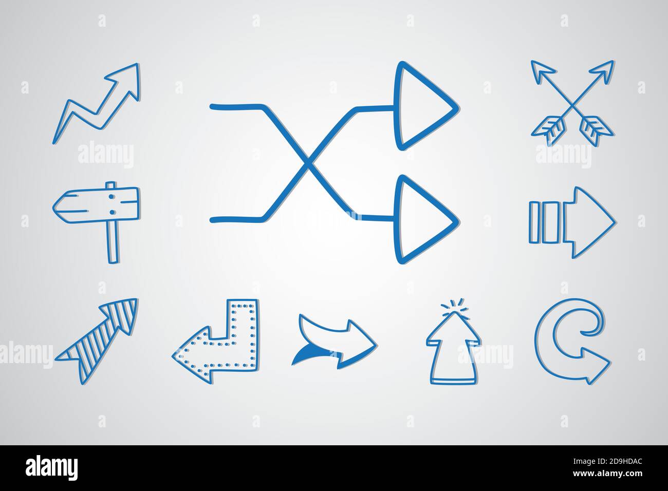 random arrows and arrows icon set over gray background, vector ...
